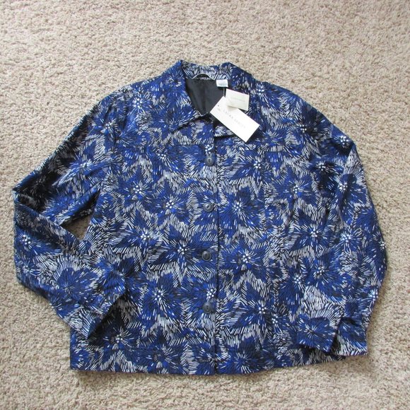 Laura Ashley | Tops | Nwt Laura Ashley Large Blue White Beaded Button Jacket Top Lined Quality ...